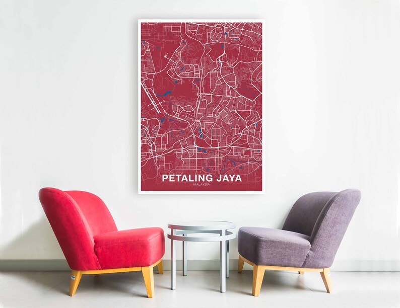 PETALING JAYA Malaysia Poster Color Hometown City Print Modern | Etsy