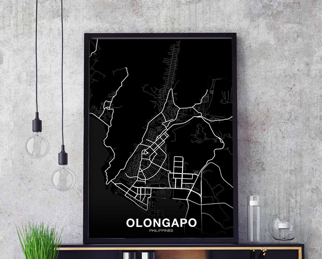OLONGAPO Philippines Map Poster Black White Hometown City Print Modern ...