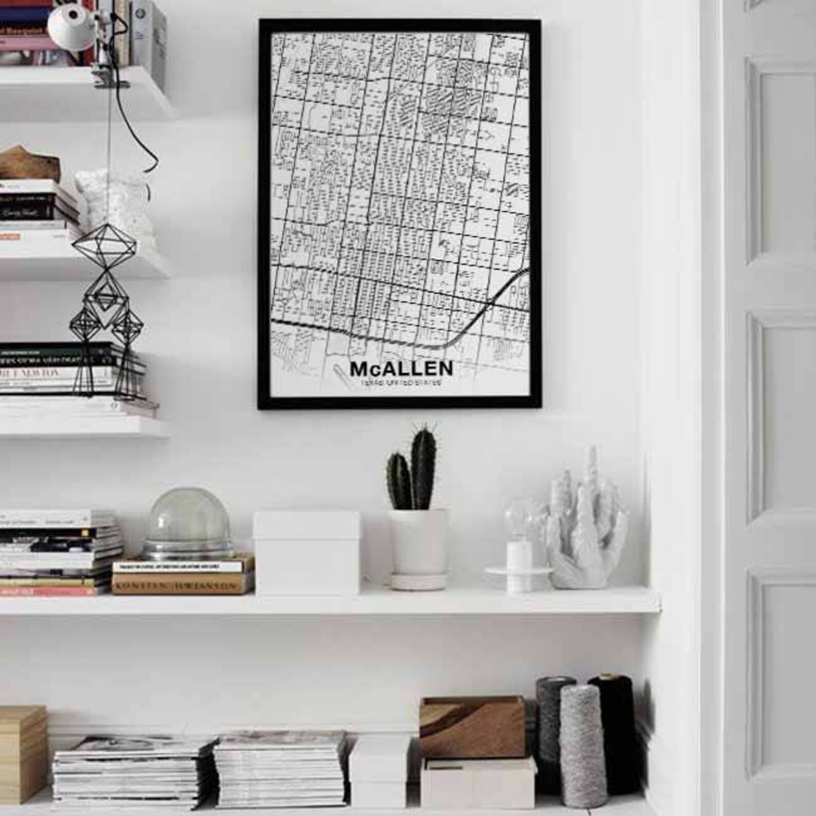Mcallen Texas TX USA Map Poster Black White Hometown City Print Modern ...