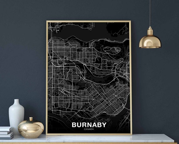BURNABY Canada Map Poster Black White Hometown City Print - Etsy