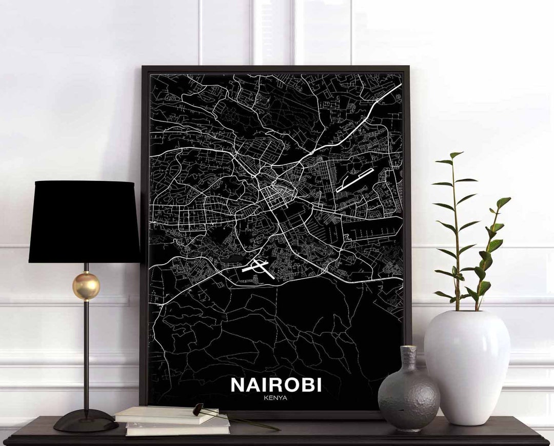NAIROBI Kenya Map Poster Hometown City Print Modern Home Decor Office ...