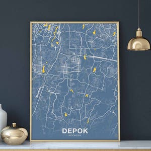 DEPOK Indonesia Map Poster Color Hometown City Print Modern Home Decor ...