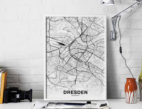 DRESDEN Germany Map Poster Hometown City Print Modern Home - Etsy