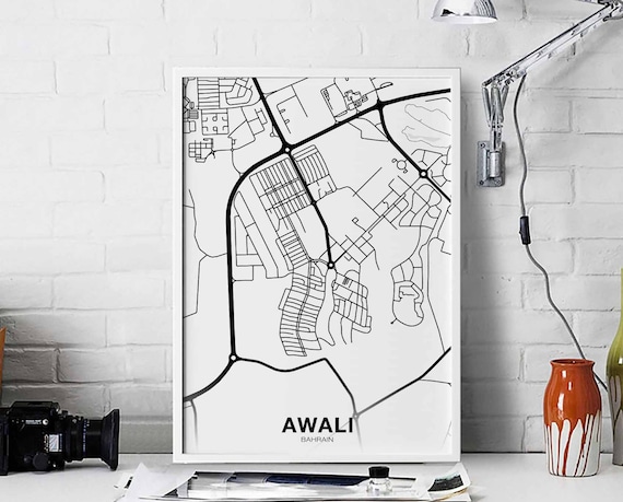 AWALI Bahrain Map Poster Hometown City Print Modern Home Decor | Etsy