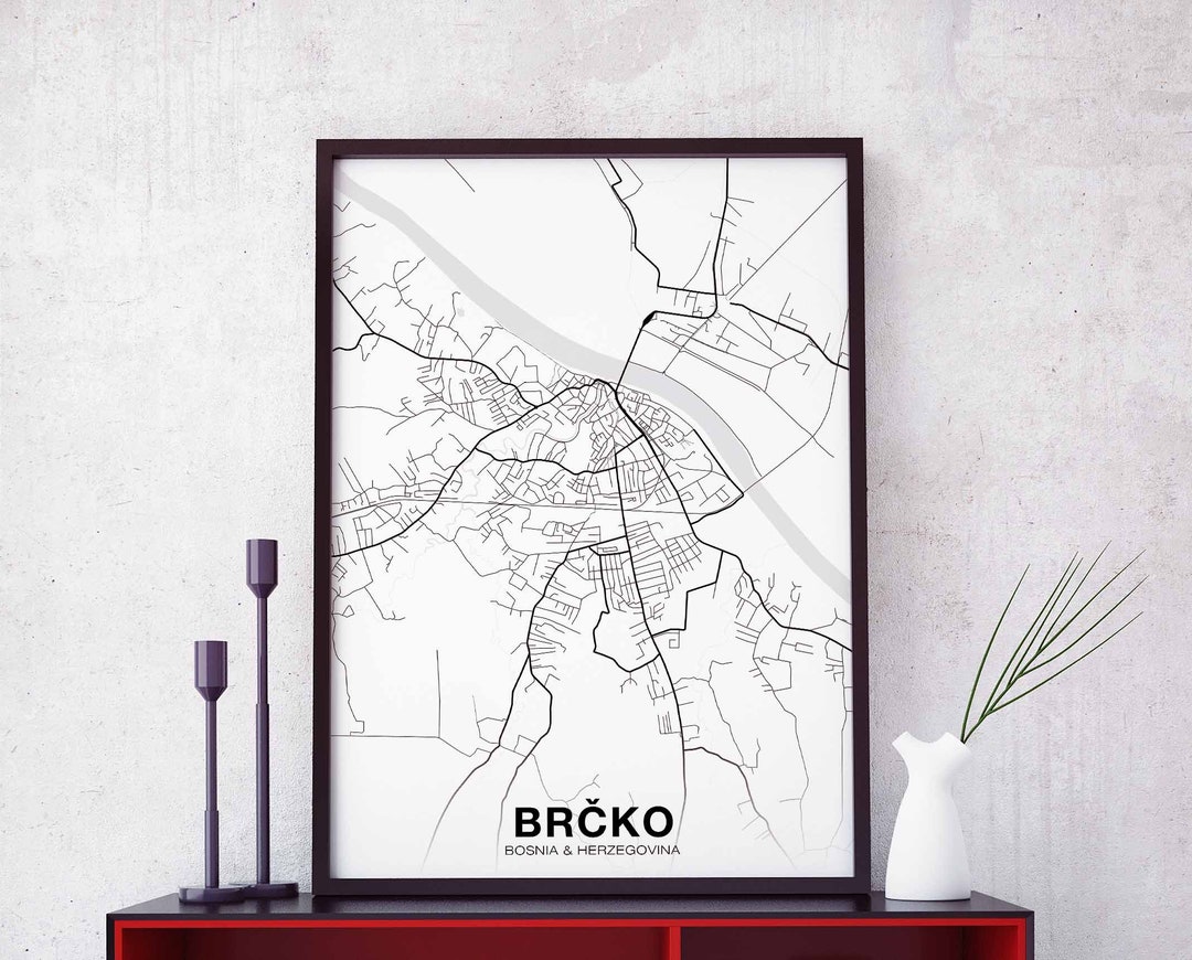 BRCKO Bosnia Map Poster Hometown City Print Modern Home Decor Office ...
