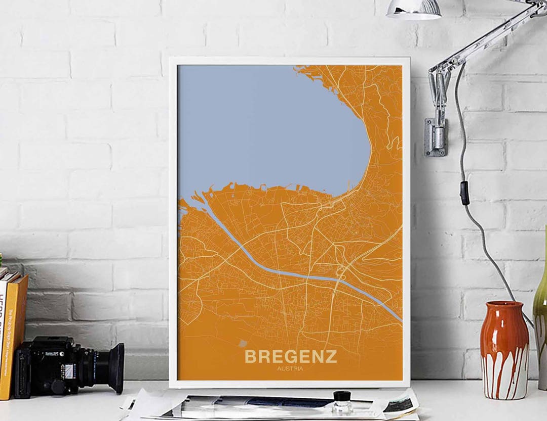 BREGENZ Austria Map Poster Color Hometown City Print Modern Home Decor ...
