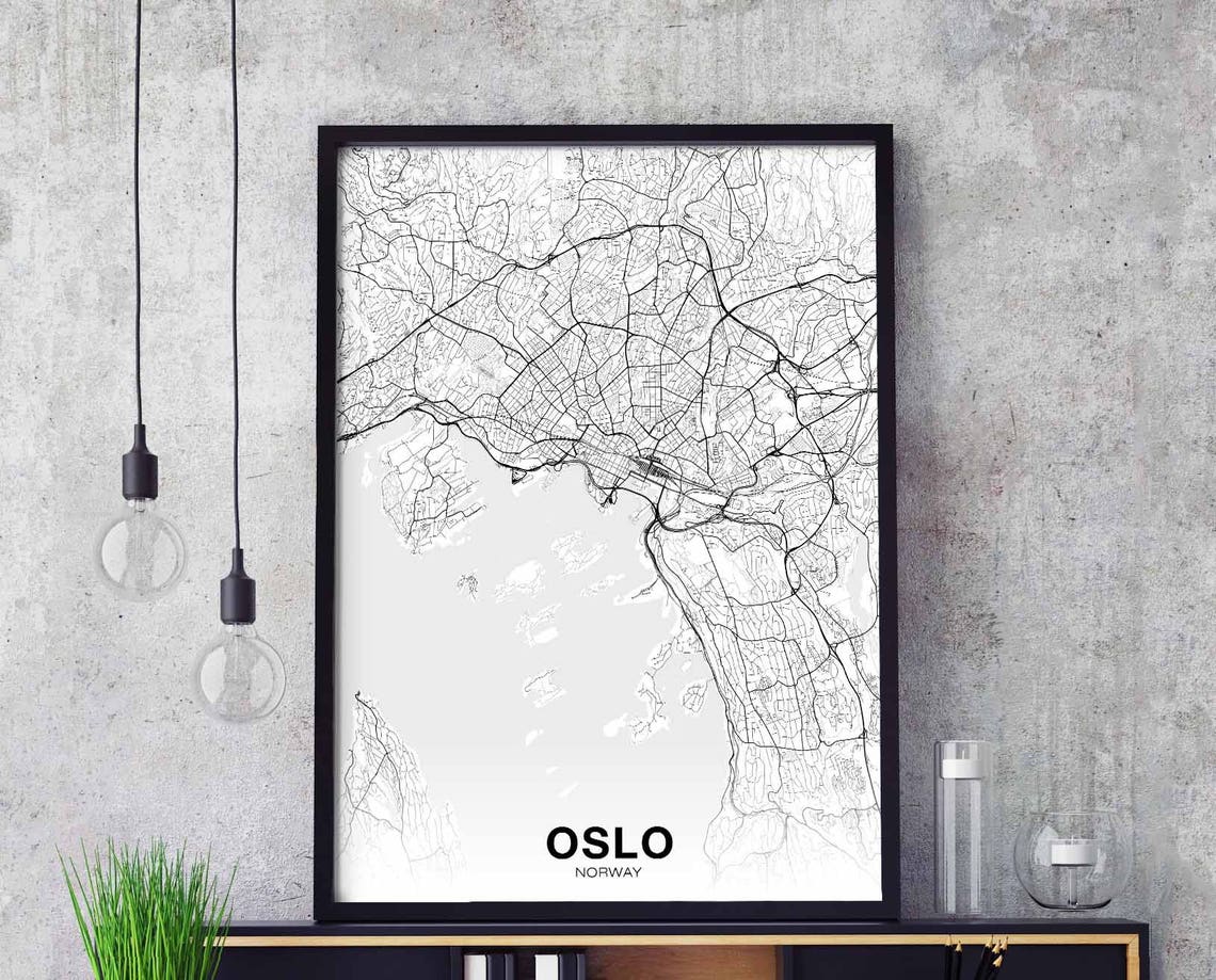 OSLO Norway Map Poster Hometown City Print Modern Home Decor Office ...