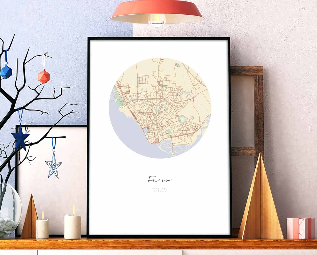 FARO Portugal Map Poster Wall Decor Design Modern Minimal Nordic Travel ...