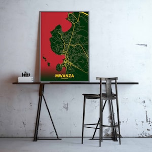 MWANZA Tanzania Poster Color Hometown City Print Modern Home Decor ...