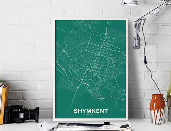 SHYMKENT Kazakhstan Map Poster Color Hometown City Print - Etsy
