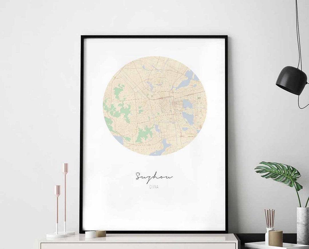 SUZHOU China Map Poster Wall Decor Design Modern Minimal Nordic Travel ...