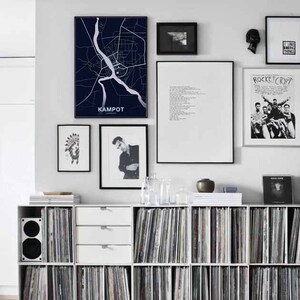 KAMPOT Cambodia Map Poster Color Hometown City Print Modern Home Decor ...