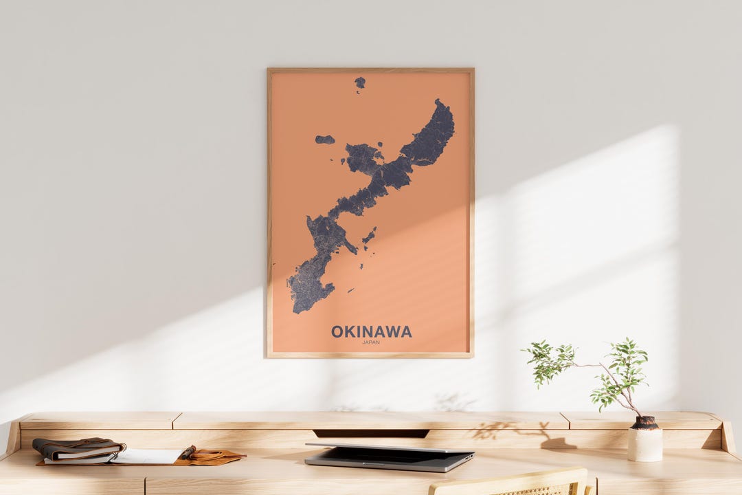 OKINAWA Japan Map Poster Hometown City Print Modern Home Decor Office ...