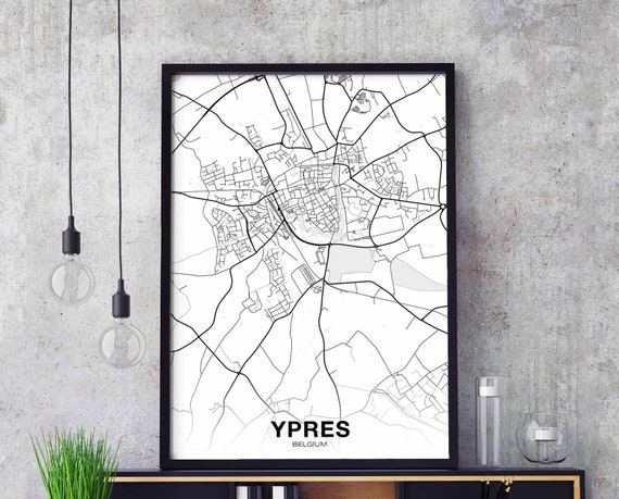 YPRES Belgium Map Poster Hometown City Print Modern Home Decor | Etsy UK