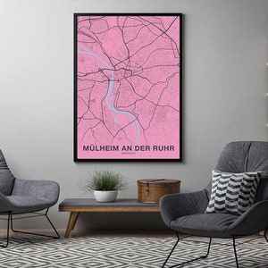 MULHEIM an Der RUHR Germany Map Poster Color Hometown City Print Modern ...