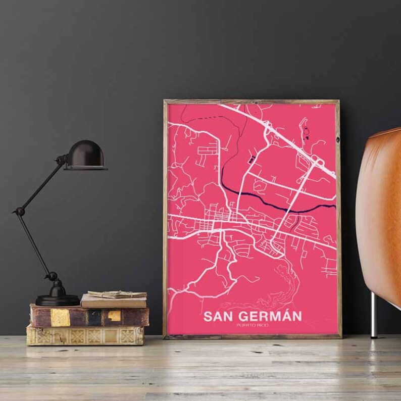 SAN GERMAN Puerto Rico PR Map Poster Color Hometown City Print - Etsy