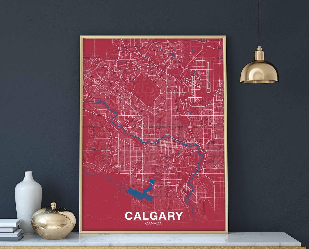 CALGARY Canada Map Poster Color Hometown City Print Modern Home Decor ...