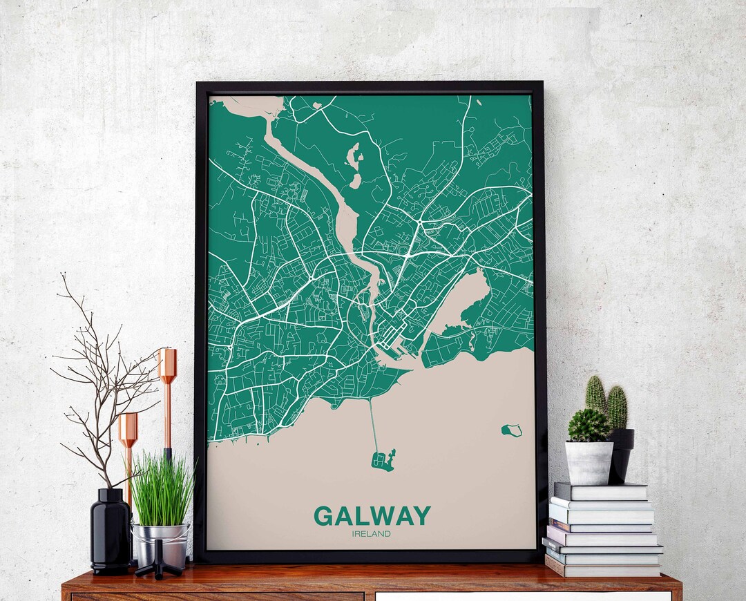 GALWAY Ireland Map Poster Color Hometown City Print Modern Home Decor ...