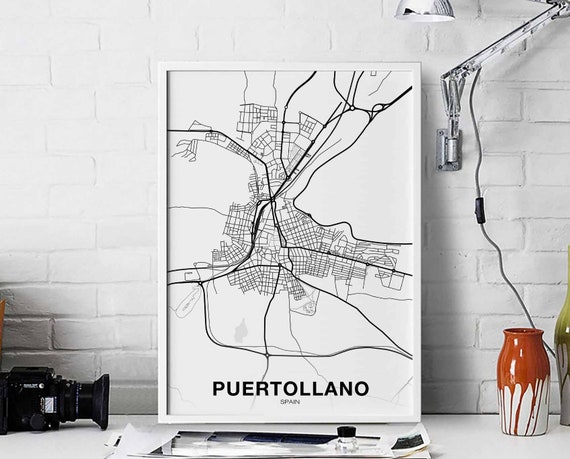 PUERTOLLANO Spain Map Poster Hometown City Print Modern Home | Etsy