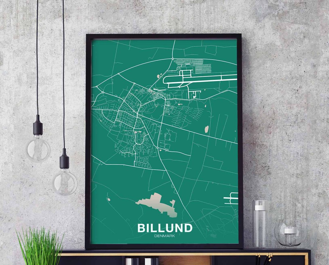BILLUND Denmark Map Poster Color Hometown City Print Modern Home Decor ...