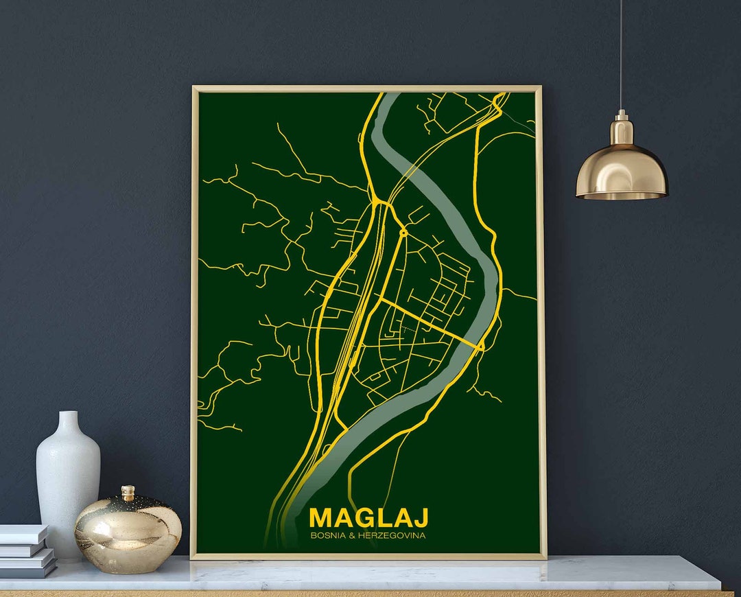 MAGLAJ Bosnia & Herzegovina Map Poster Color Hometown City Print Modern ...