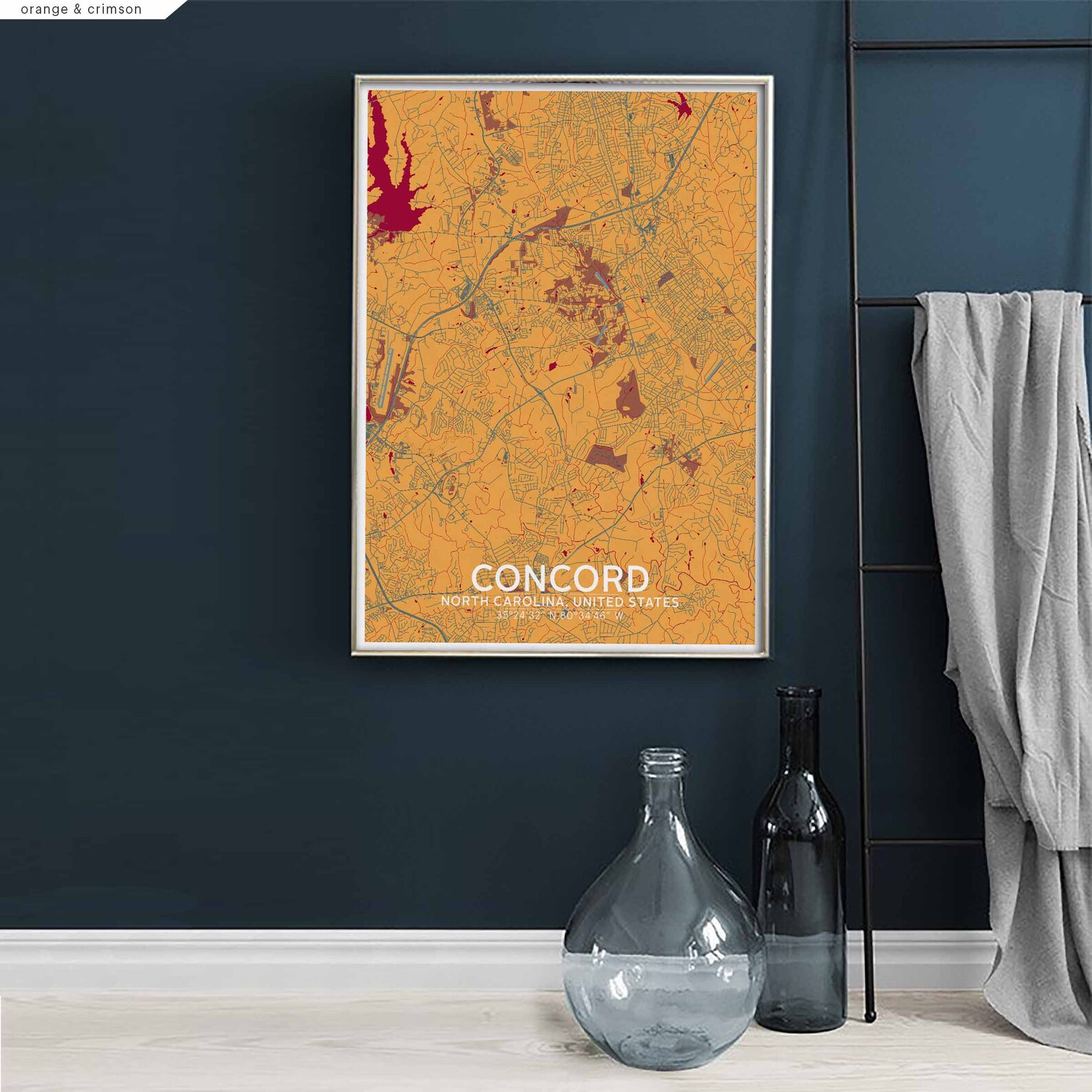 CONCORD North Carolina USA Map Poster Black White Hometown City Print ...