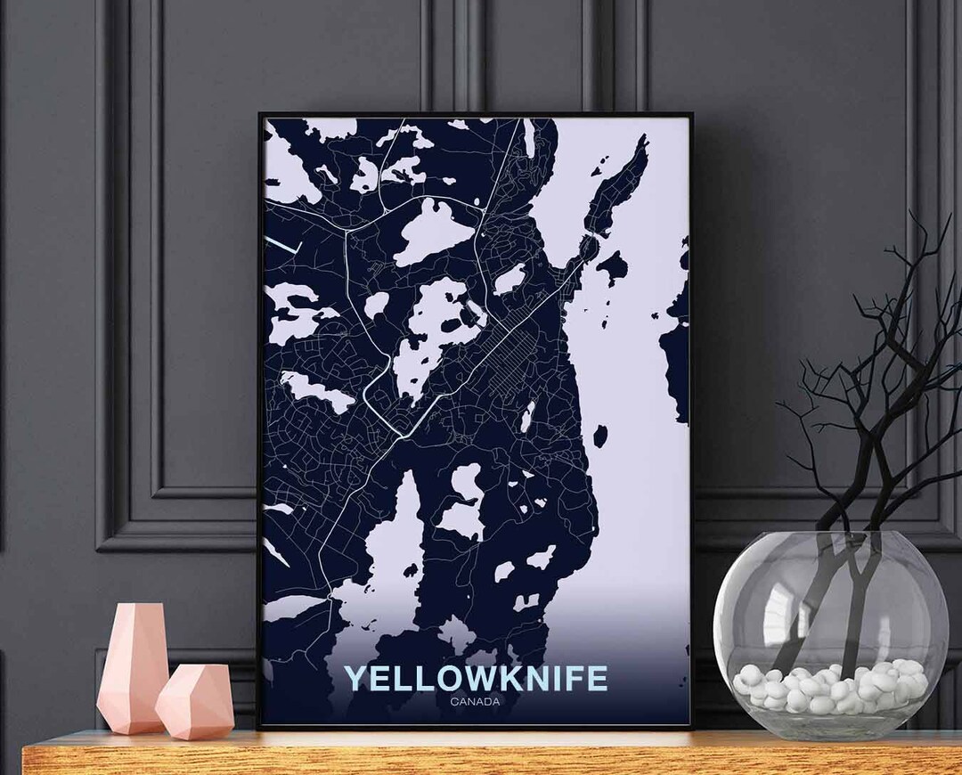 YELLOWKNIFE Canada Map Poster Color Hometown City Print Modern Home ...