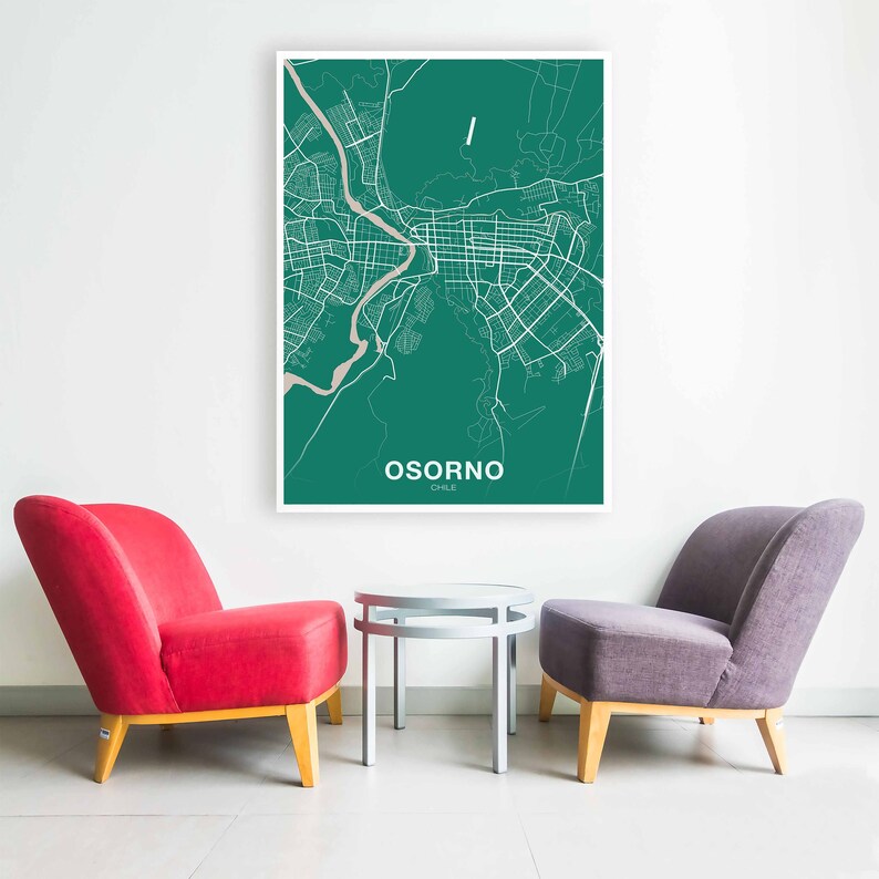 OSORNO Chile Map Poster Color Hometown City Print Modern Home - Etsy