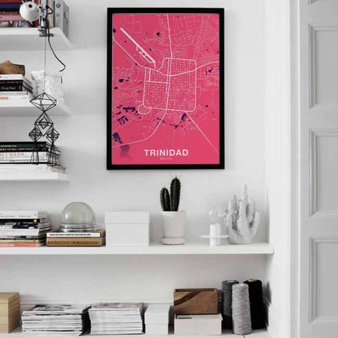TRINIDAD Bolivia Map Poster Color Hometown City Print Modern Home Decor ...