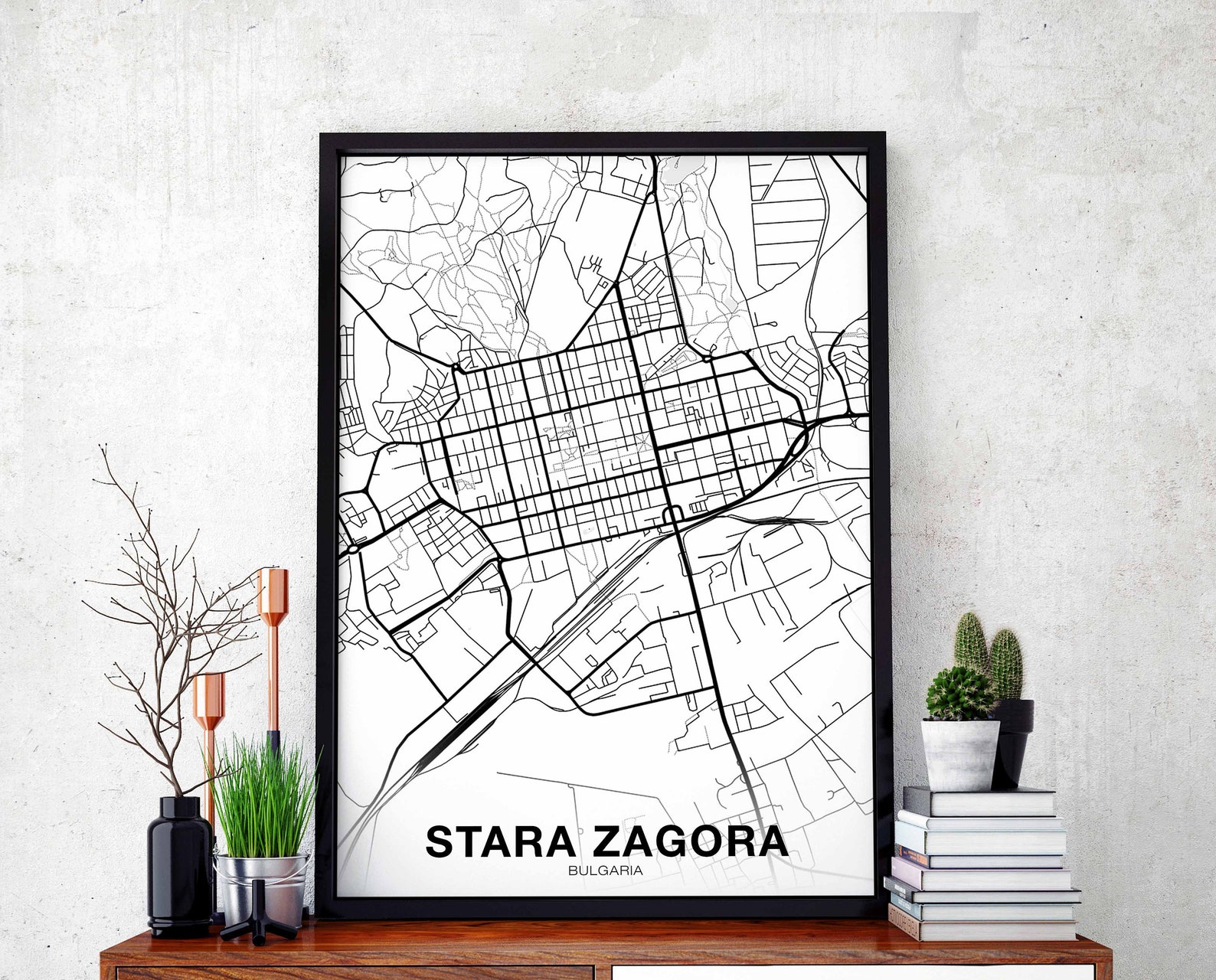 STARA ZAGORA Bulgaria Map Poster Hometown City Print Modern - Etsy