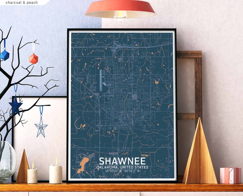 SHAWNEE Oklahoma OK Map Poster Black White Hometown City Print - Etsy