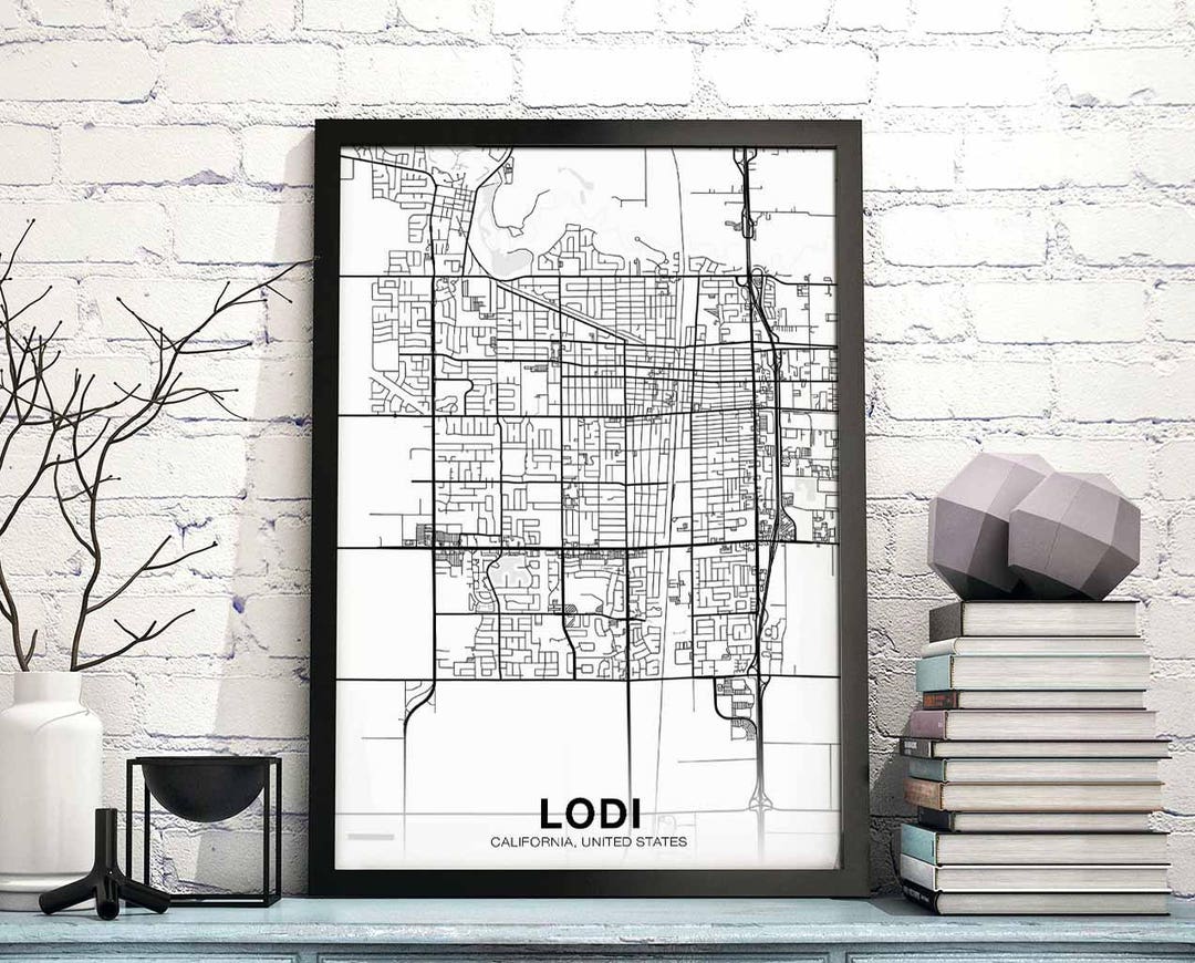 LODI California CA USA Map Poster Black White Hometown City Print ...