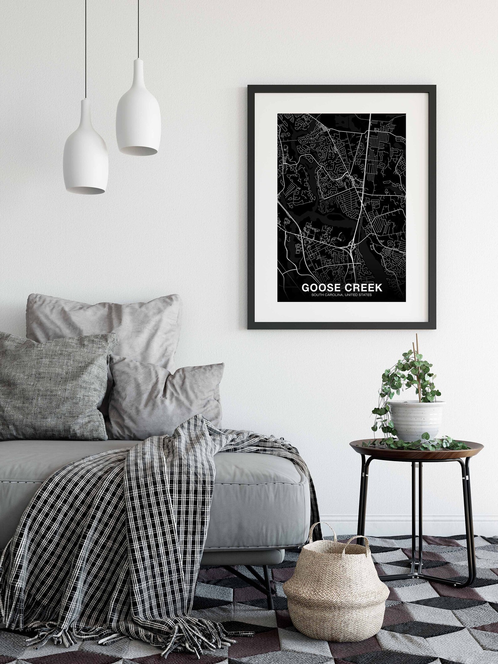 GOOSE CREEK South Carolina SC Usa Map Poster Black White Hometown City ...