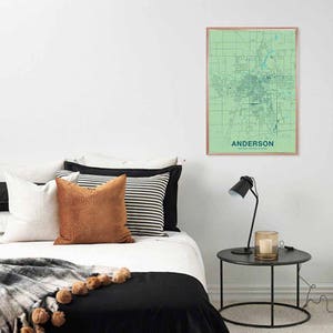ANDERSON Indiana IN US Map Poster Color Hometown City Print Modern Home ...