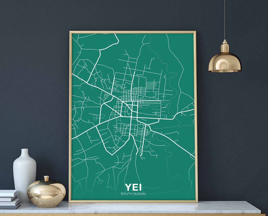 YEI South Sudan Map Poster Color Hometown City Print Modern Home Decor ...