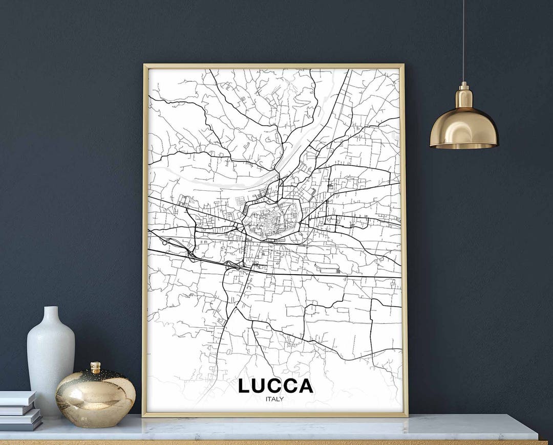 LUCCA Italy Map Poster Hometown City Print Modern Home Decor Office ...