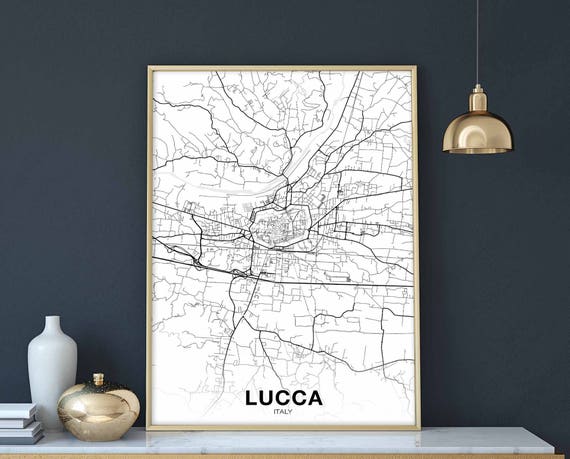 LUCCA Italy map poster Hometown City Print Modern Home Decor | Etsy