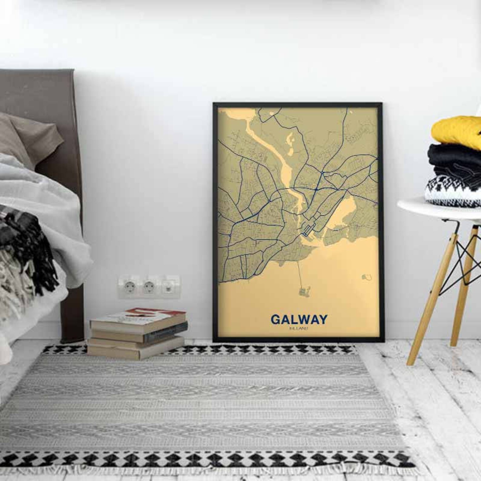 GALWAY Ireland map poster color Hometown City Print Modern | Etsy