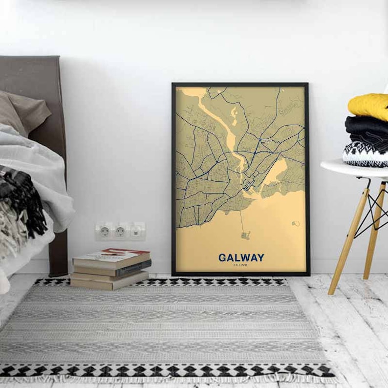 GALWAY Ireland Map Poster Color Hometown City Print Modern | Etsy