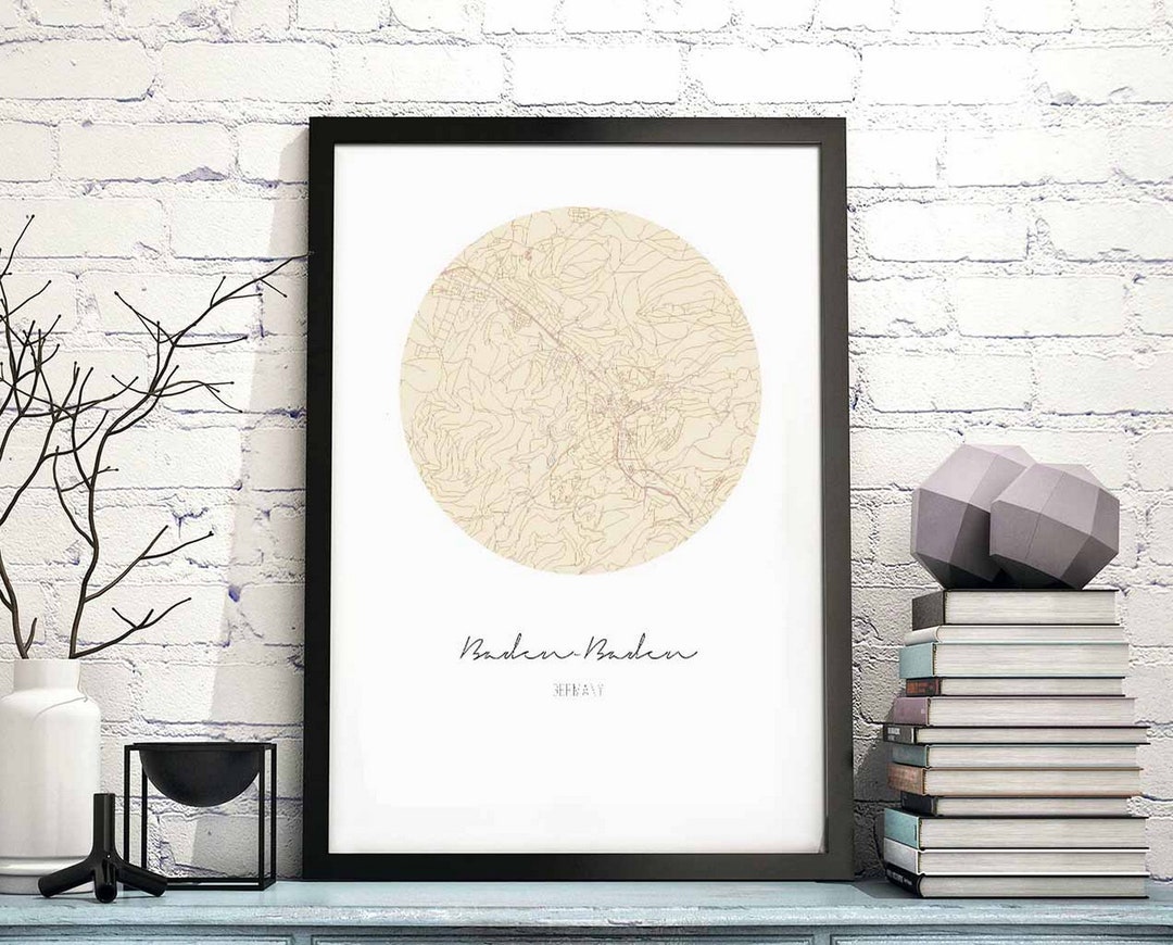 BADEN-BADEN Germany Map Poster Wall Decor Design Modern Minimal Nordic ...