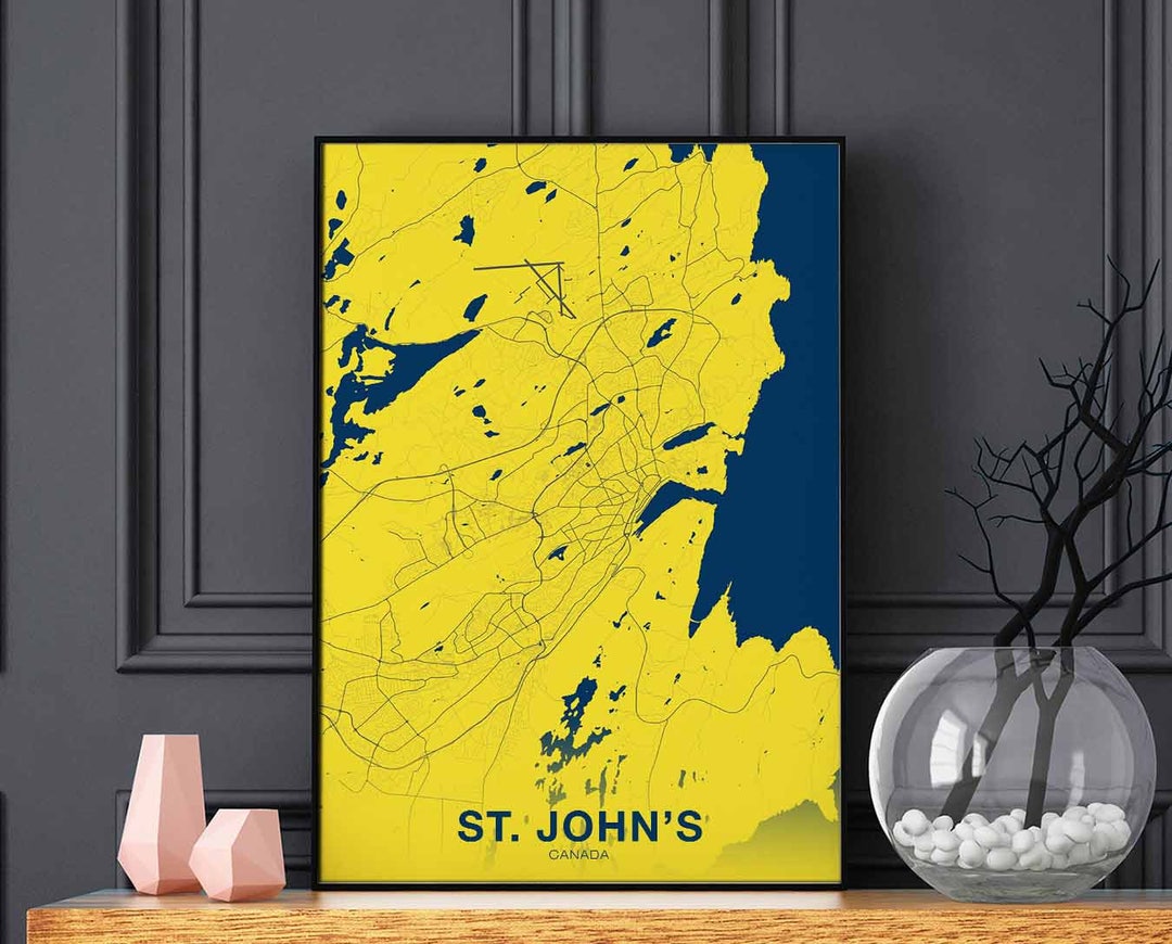 ST. JOHN'S Canada Map Poster Color Hometown City Print Modern Home ...