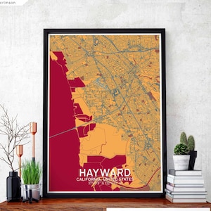 HAYWARD California Usa Map Poster Black White Hometown City Print ...