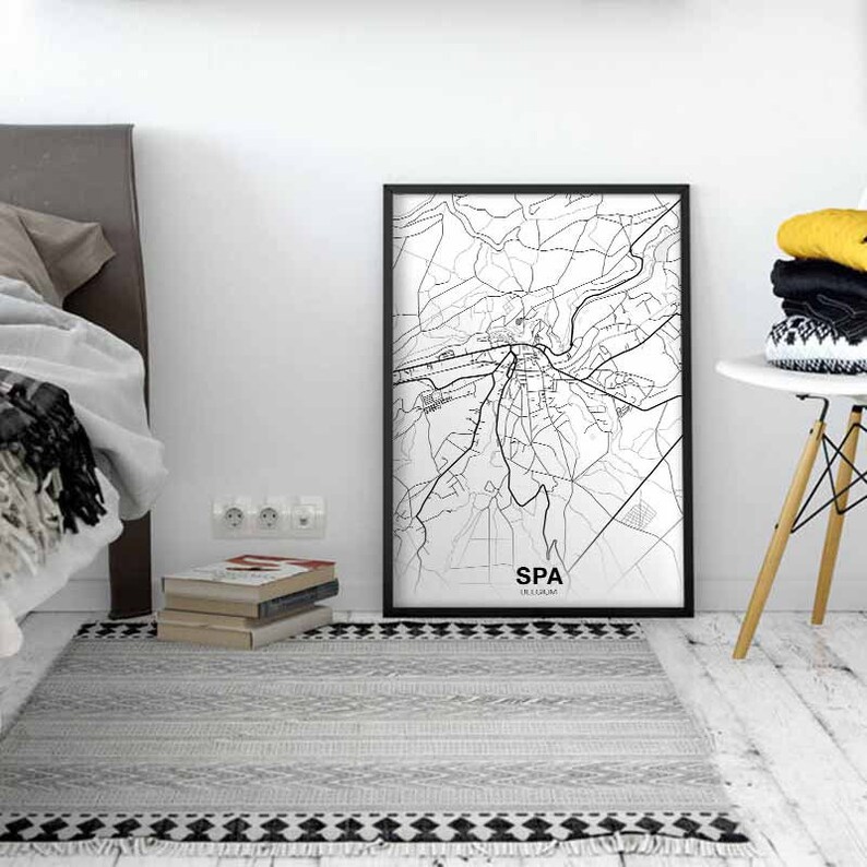 SPA Belgium Map Poster Hometown City Print Modern Home Decor - Etsy Ireland