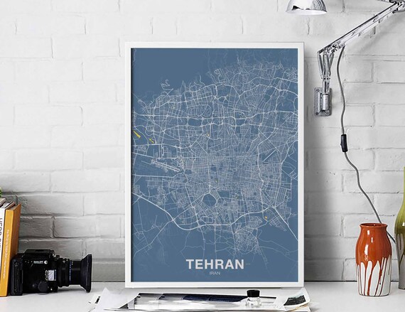 TEHRAN Iran Map Poster Color Hometown City Print Modern Home | Etsy