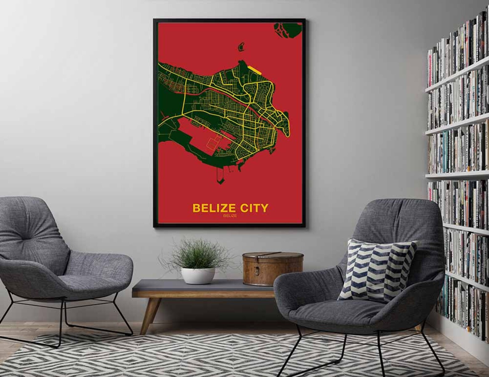 BELIZE CITY Belize poster color Hometown City Print Modern | Etsy