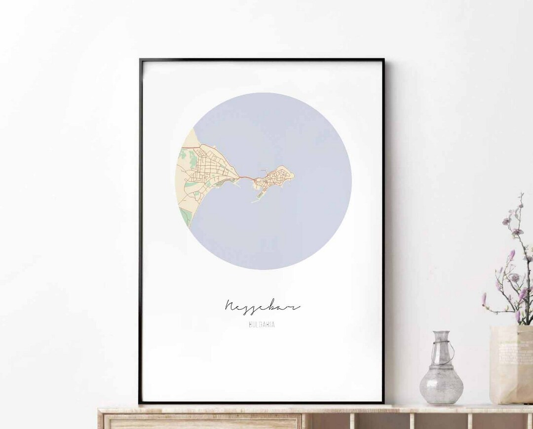 NESSEBAR Bulgaria Map Poster Wall Decor Design Modern Minimal Nordic ...