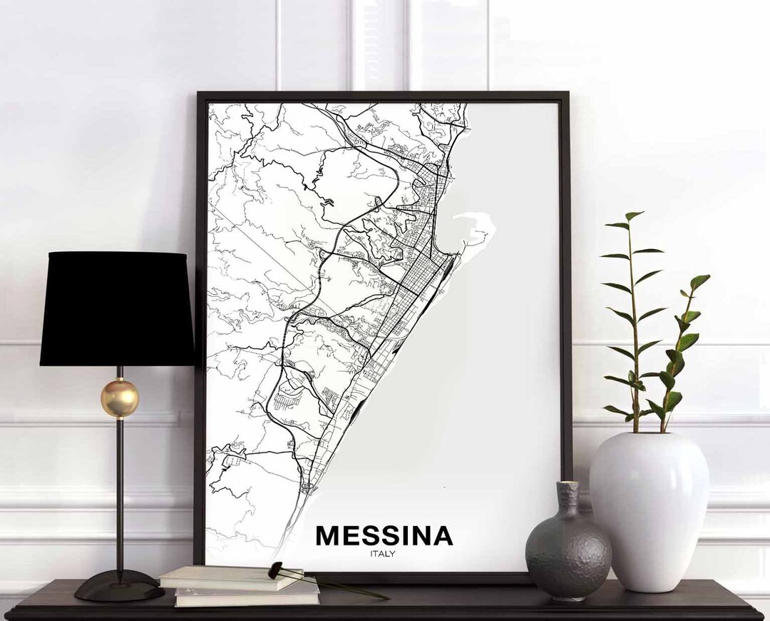 MESSINA Italy Map Poster Hometown City Print Modern Home Decor Office ...