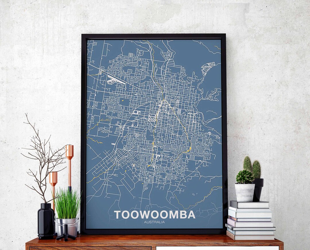 TOOWOOMBA Australia Map Poster Color Hometown City Print Modern Home ...