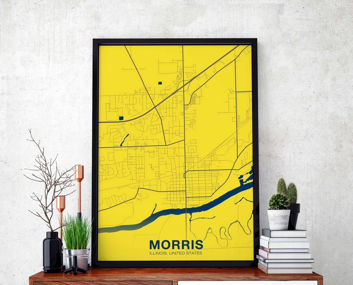 MORRIS Illinois IL USA Map Poster Color Hometown City Print - Etsy