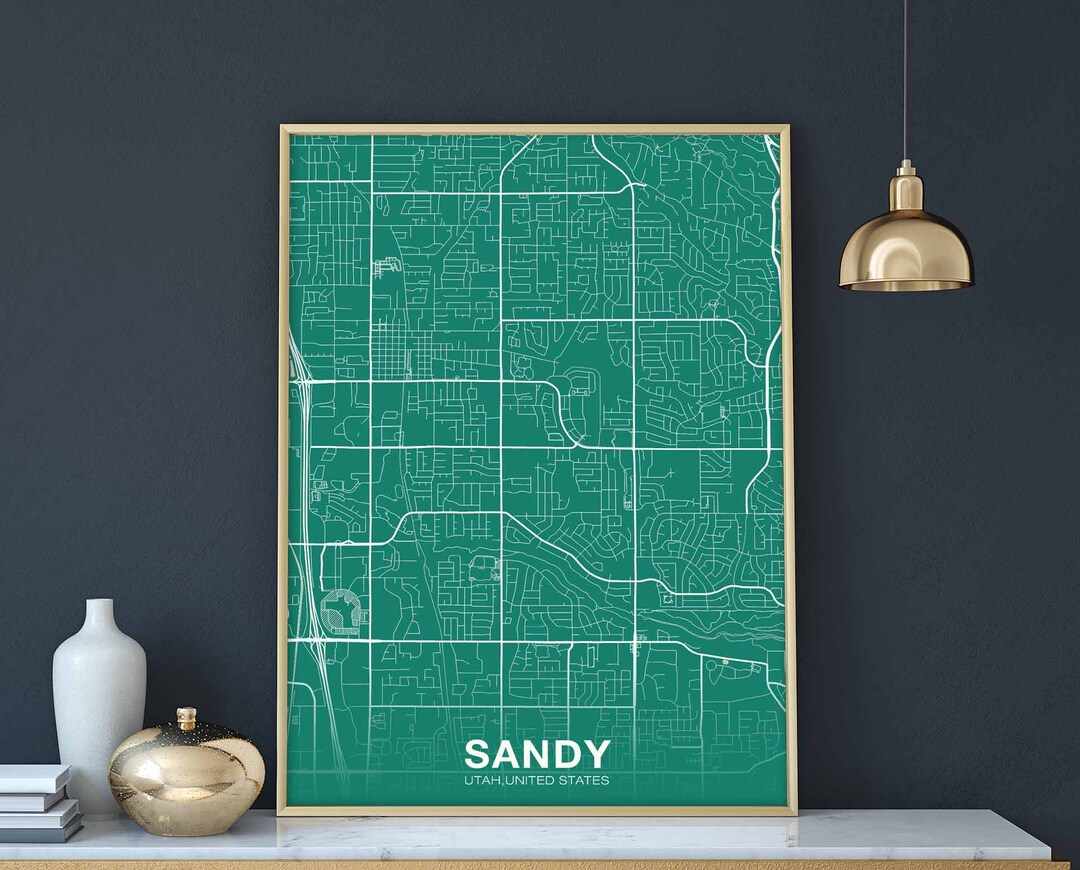 SANDY Utah UT USA Map Poster Color Hometown City Print Modern Home ...
